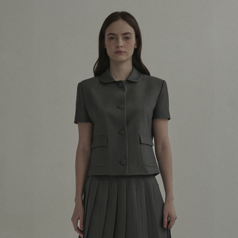 Single Collar Tailored Suit Jacket-Grey - HAGO(하고)