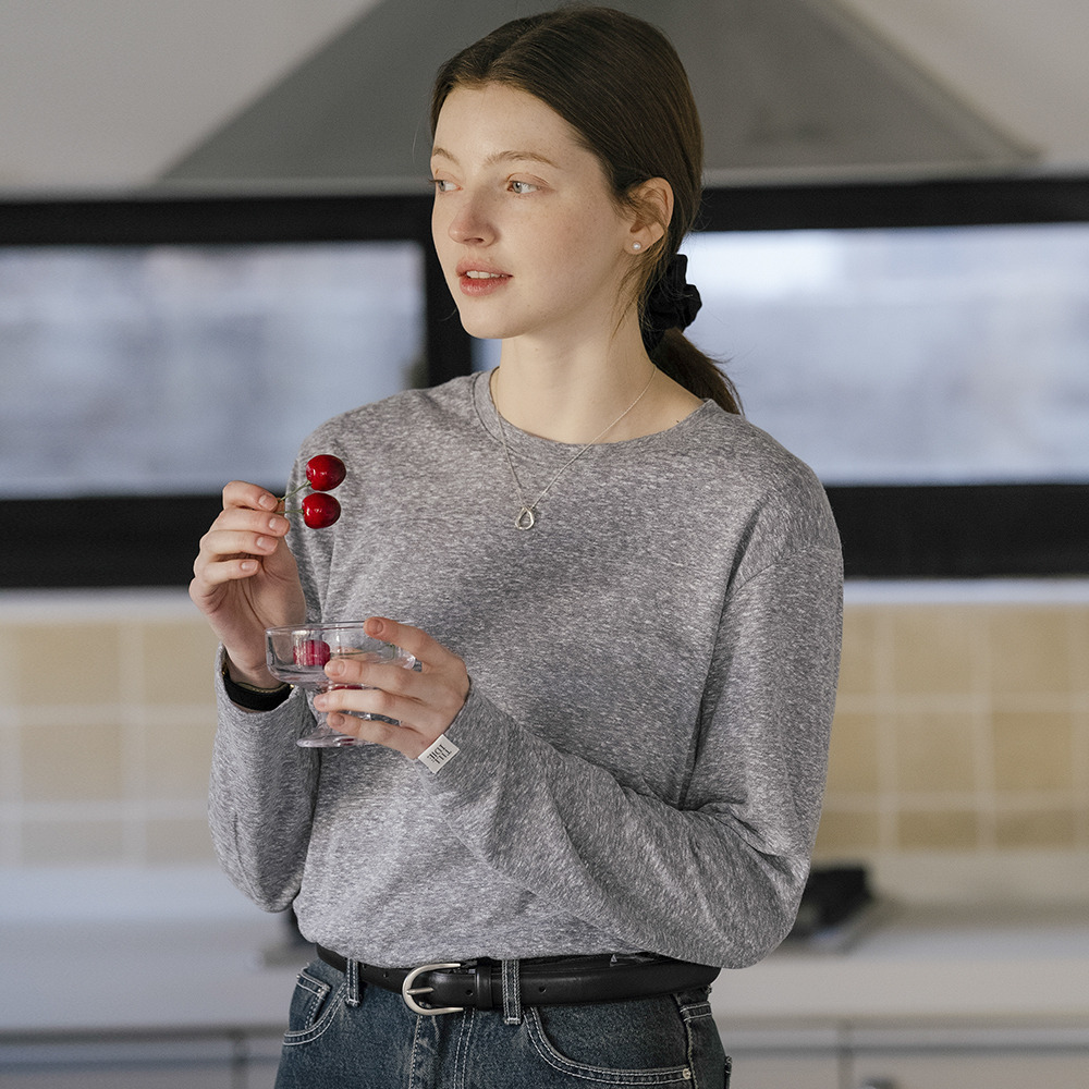 Label point soft slub basic t-Shirt_Melange - HAGO(하고)