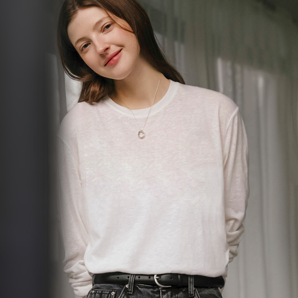 Label point soft slub basic t-Shirt_Ivory - HAGO(하고)