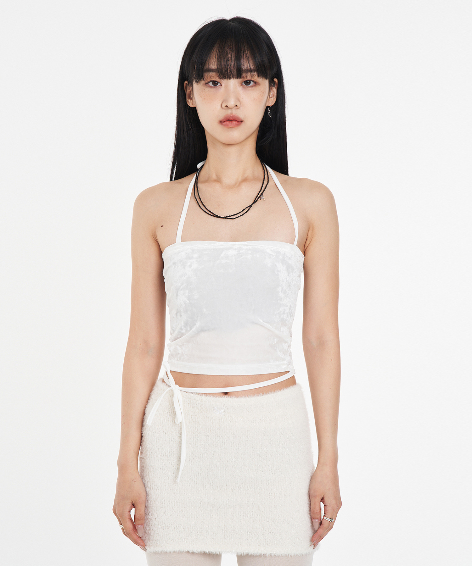 VELVET STRING TUBE TOP (WHITE) - HAGO(하고)