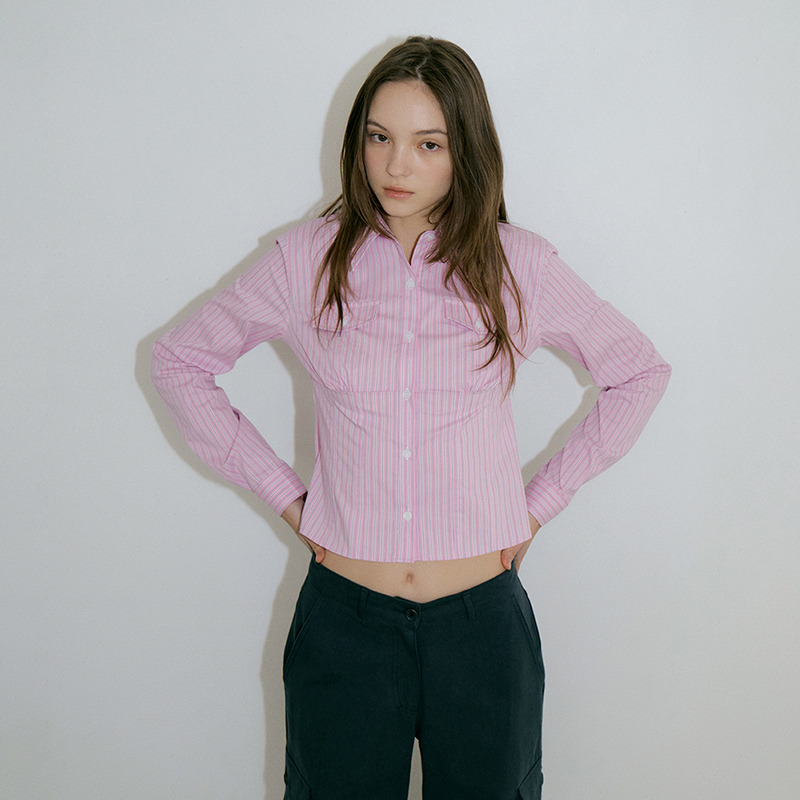 STRIPE POCKET SHIRT_PINK - HAGO(하고)