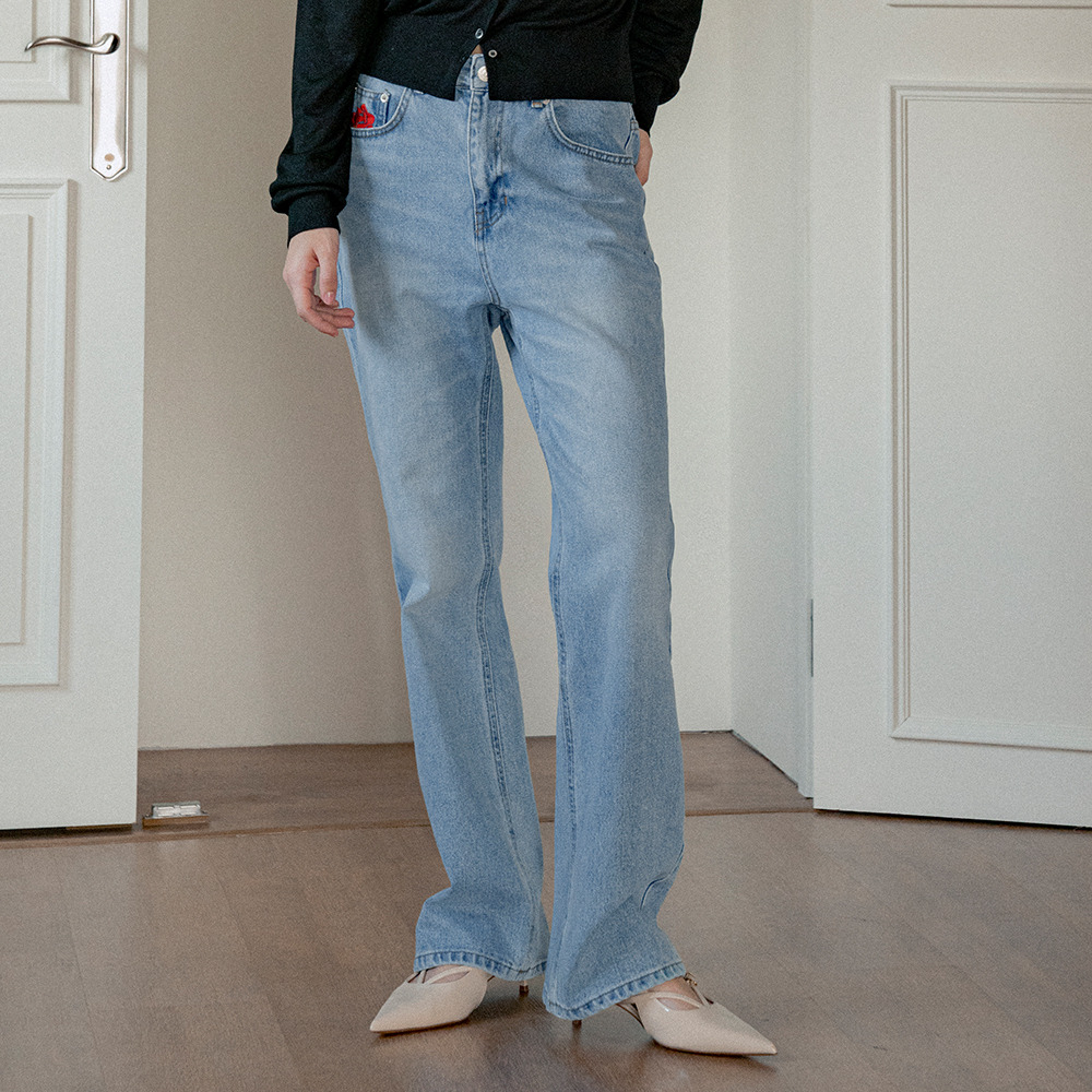 P3225 로즈 플레어 데님 팬츠 - 하고(HAGO)