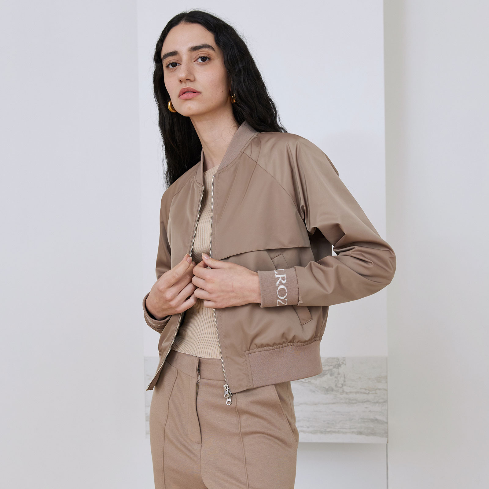 JACQUARD BOMBER JACKET_BEIGE - 하고(HAGO)