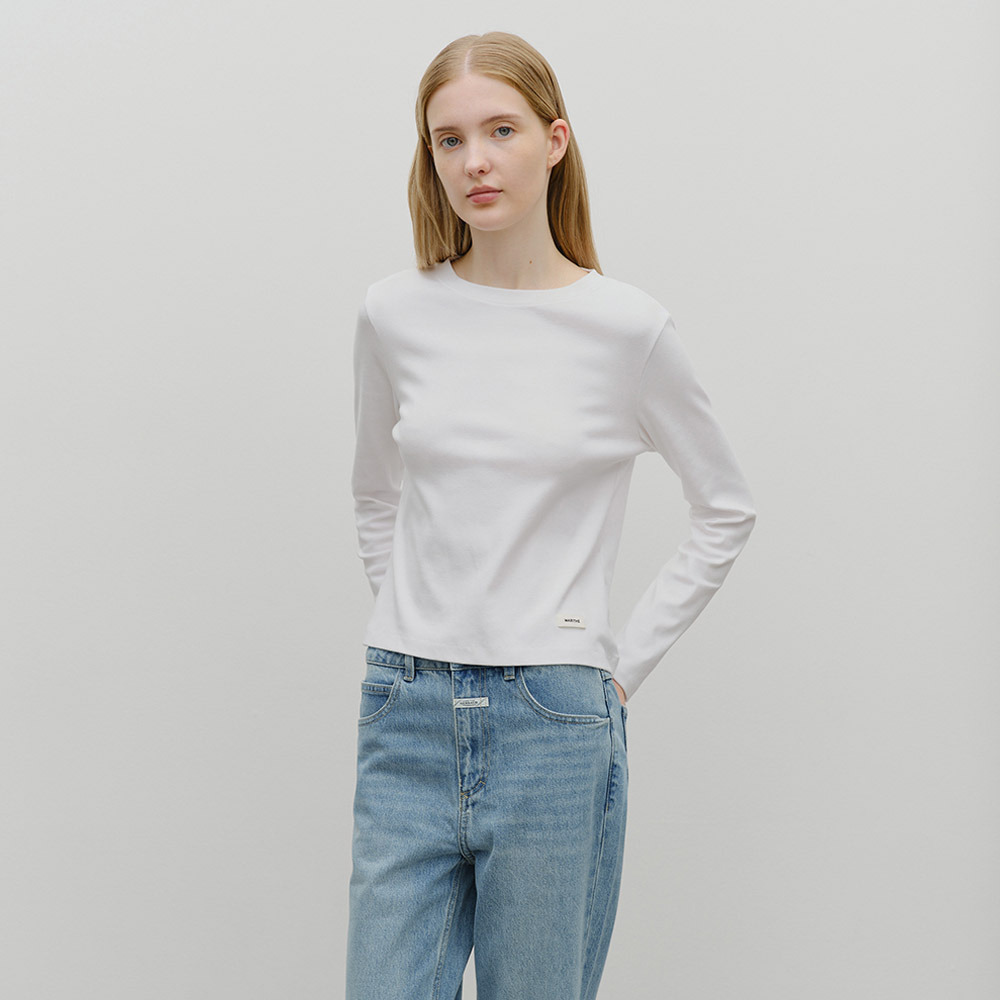 W BASIC LONG SLEEVE white - 하고(HAGO)