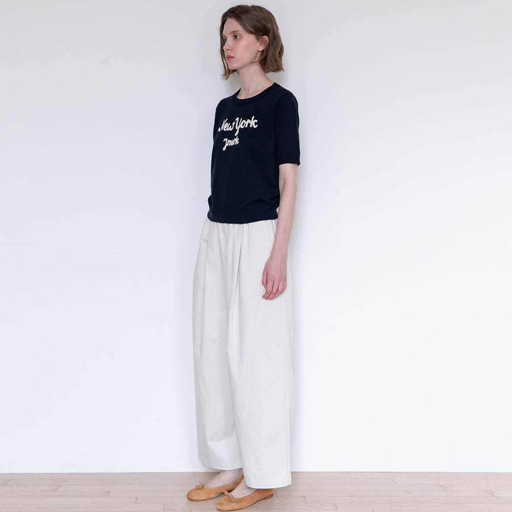 Wide banded pants - Light beige - 하고(HAGO)