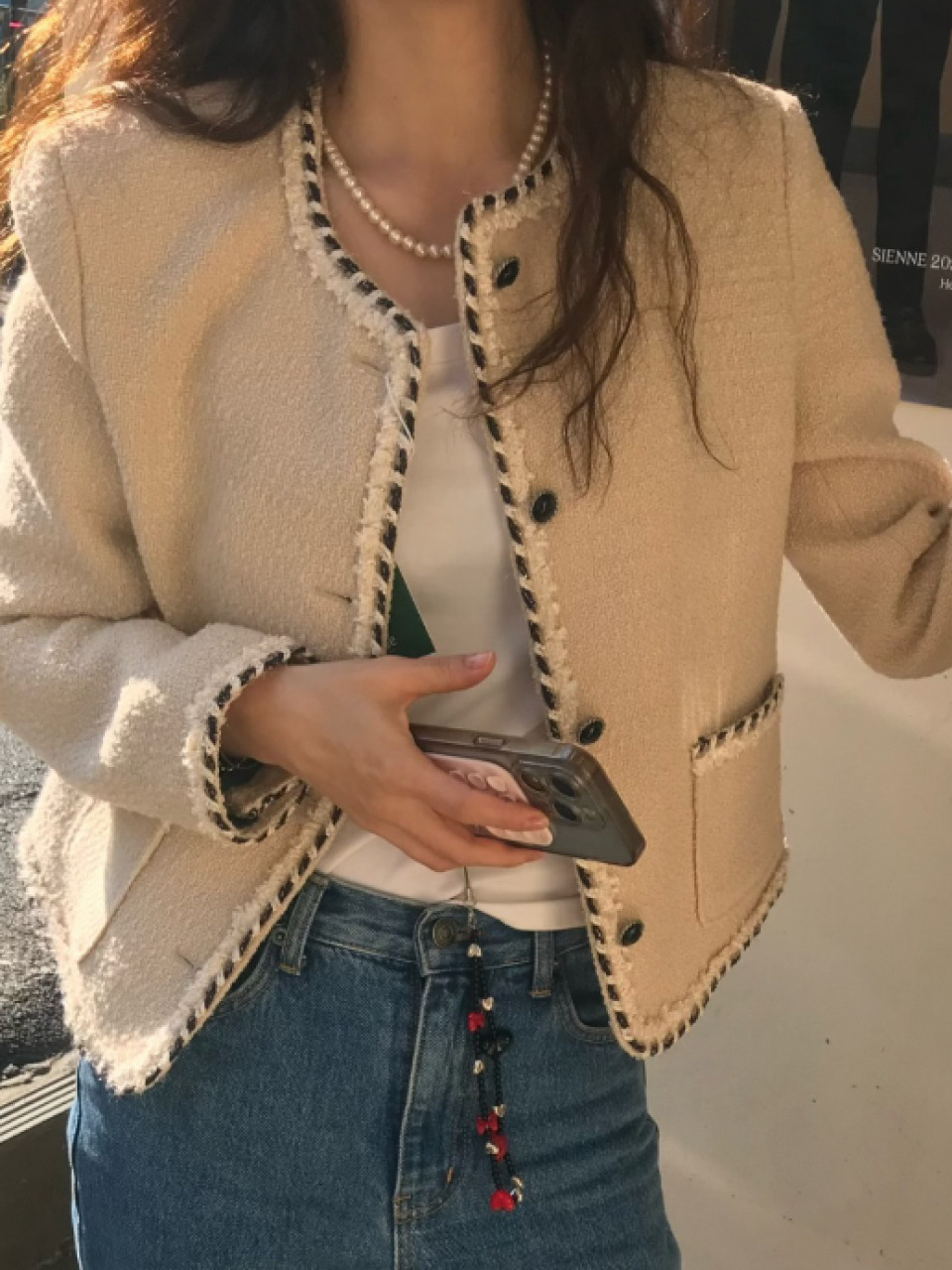 [HAGO 단독] Zelda Tweed Jacket (Beige) - HAGO(하고)