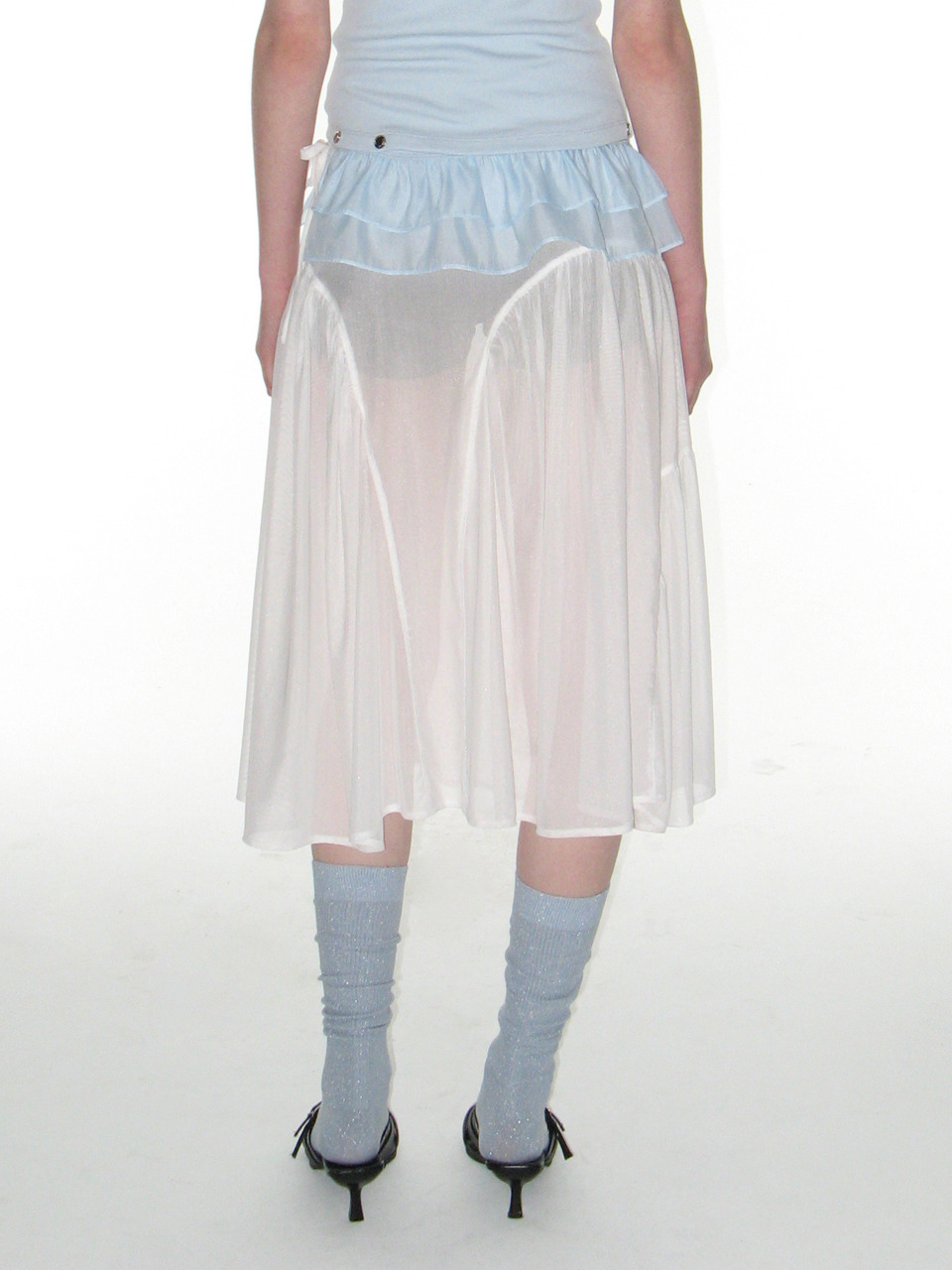 SHEER FRILL LAYERED SKIRT_WHITE - HAGO(하고)