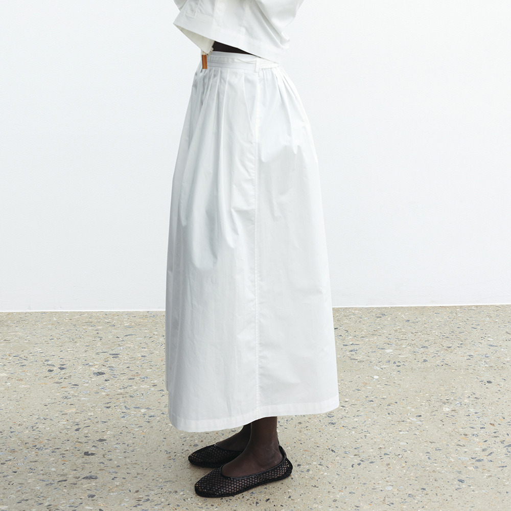 COTTON WIDE TUCKED PANTS_WHITE - 하고(HAGO)