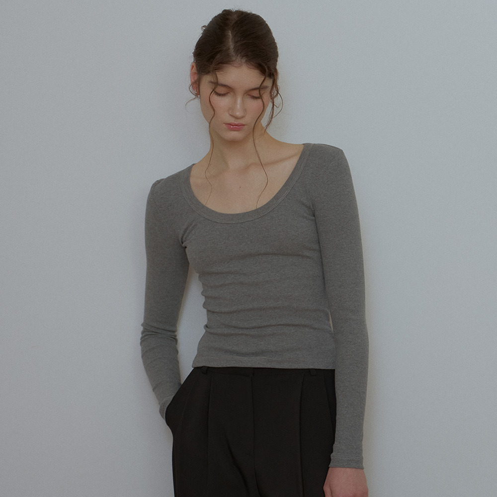 Scoop Long Sleeve [Charcoal] - HAGO(하고)
