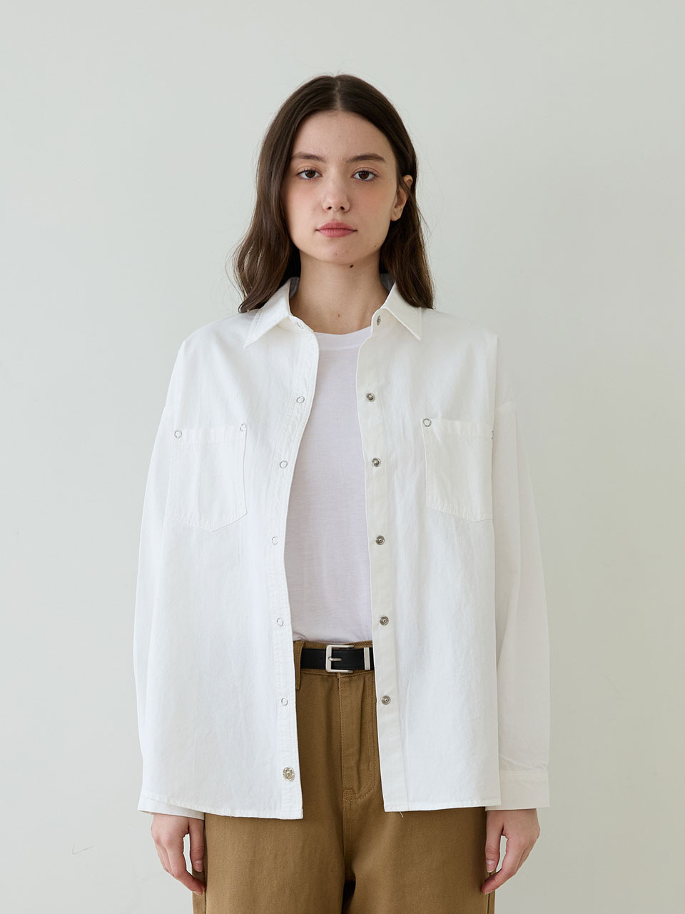 EYELET GRACE POCKET SHIRT_WHITE - HAGO(하고)
