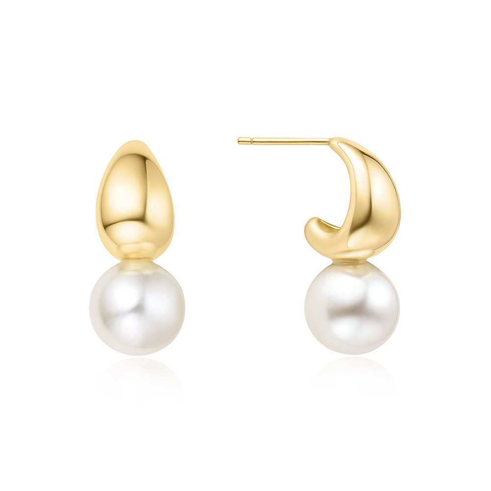 골드 진주 돔 925 실버 귀걸이 E062-06G - HAGO(하고)