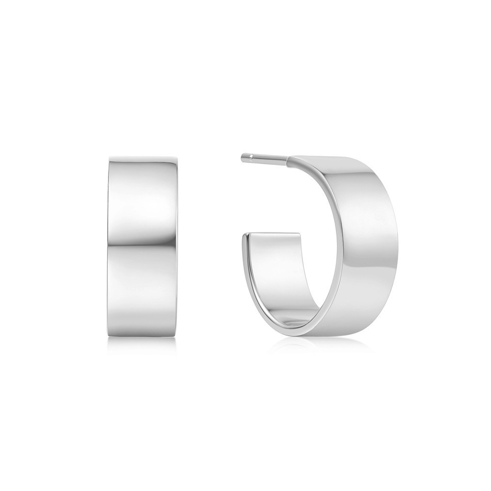 실버 플랫 미디엄 925 실버 귀걸이 E062-04H - HAGO(하고)