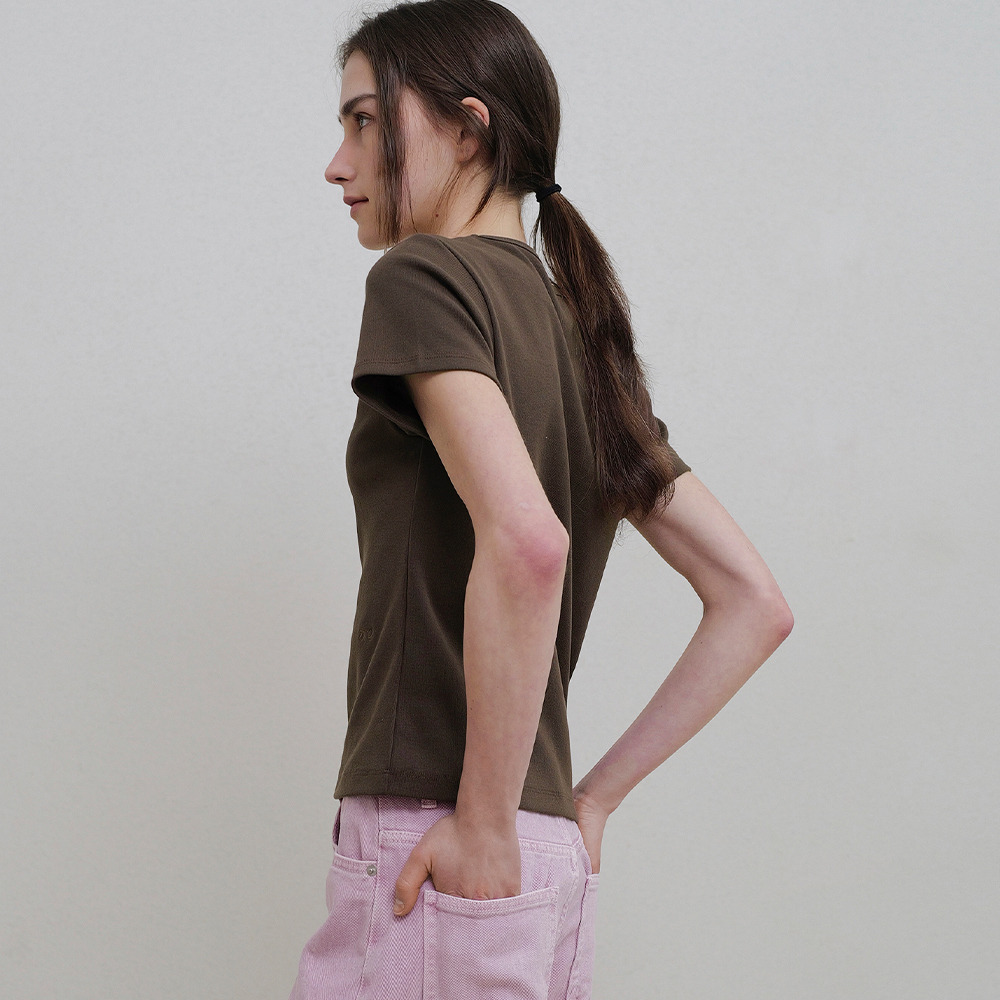Bessette half tee (brown) - HAGO(하고)