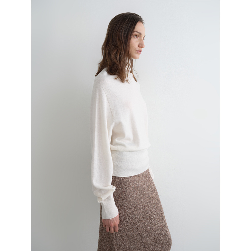 RELAXED WHOLE GARMENT KNIT TURTLE NECK (IVORY) - HAGO(하고)