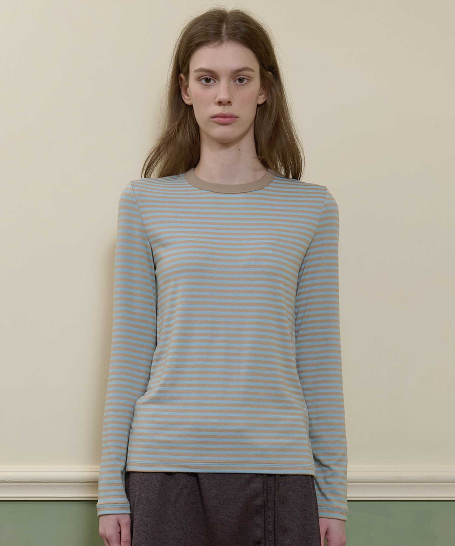 스트라이프 라운드넥 롱 슬리브_MINT - HAGO(하고)