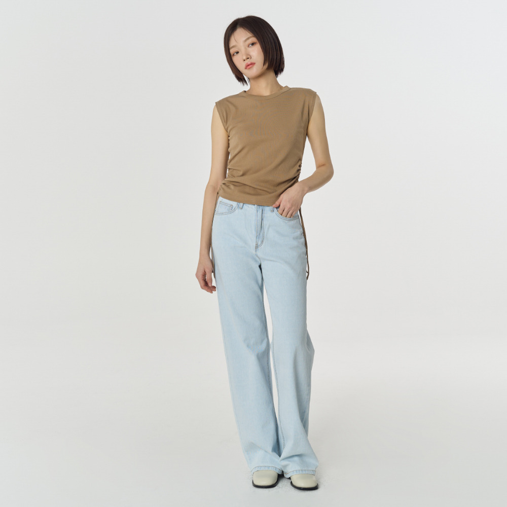 String Sleeveless Top (Brown) - 하고(HAGO)