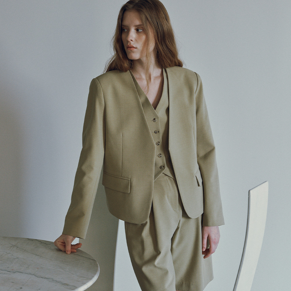 slate 3-piece jacket_beige - 하고(HAGO)