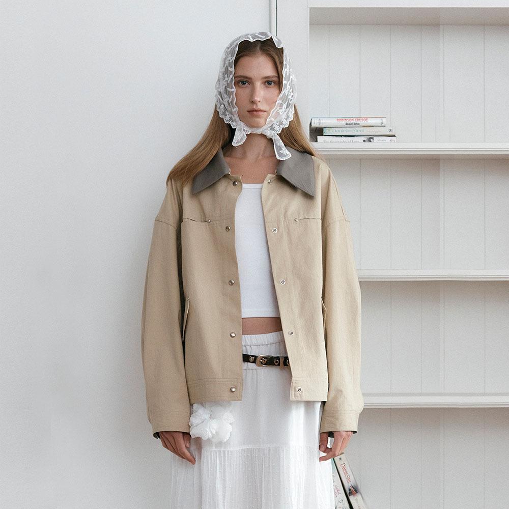 COMBI COLLAR WORK JACKET (BEIGE) - HAGO(하고)