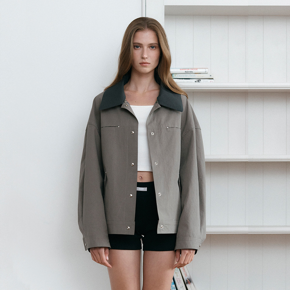 COMBI COLLAR WORK JACKET (CHARCOAL) - 하고(HAGO)