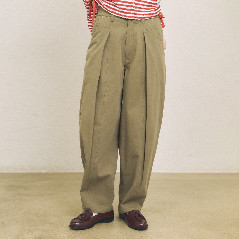 COTTON WIDE PANTS [KHAKI] - HAGO(하고)