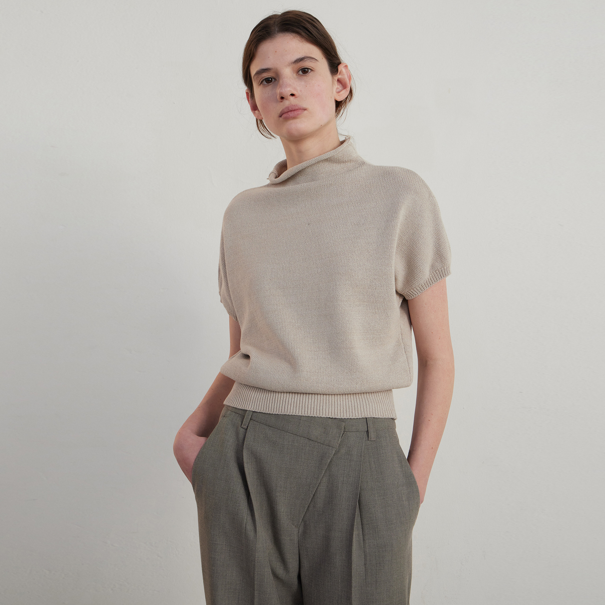 WIDE RIBBED KNIT - BEIGE - 하고(HAGO)