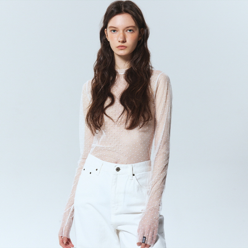 MINI DOT SEE-THROUGH DOTS TOP_IVORY - HAGO(하고)