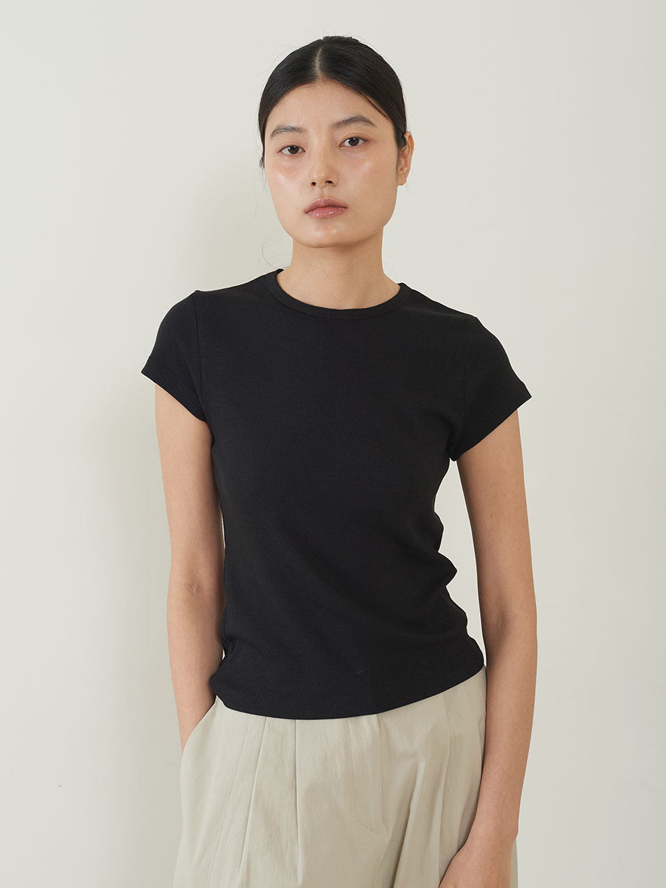 Basic Crew neck T-Shirt Black - HAGO(하고)