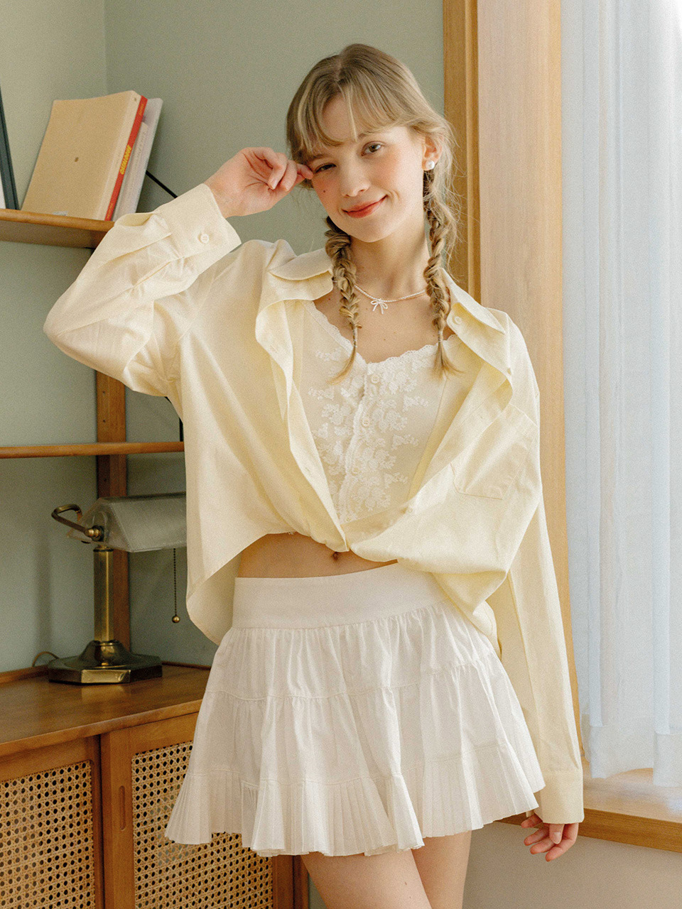 DD_Lace lined shirt_YELLOW - 하고(HAGO)