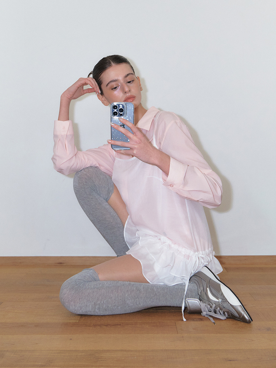 Flow Sheer Shirt, Pink - 하고(HAGO)