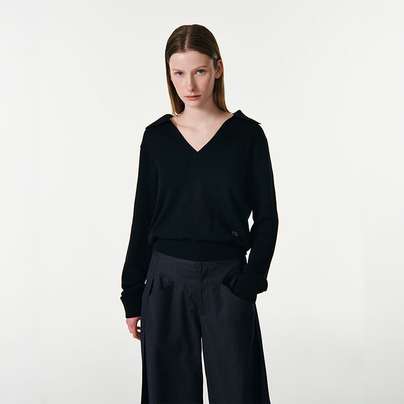 BELLA V-NECK PULLOVER KNIT [BLACK] - HAGO(하고)