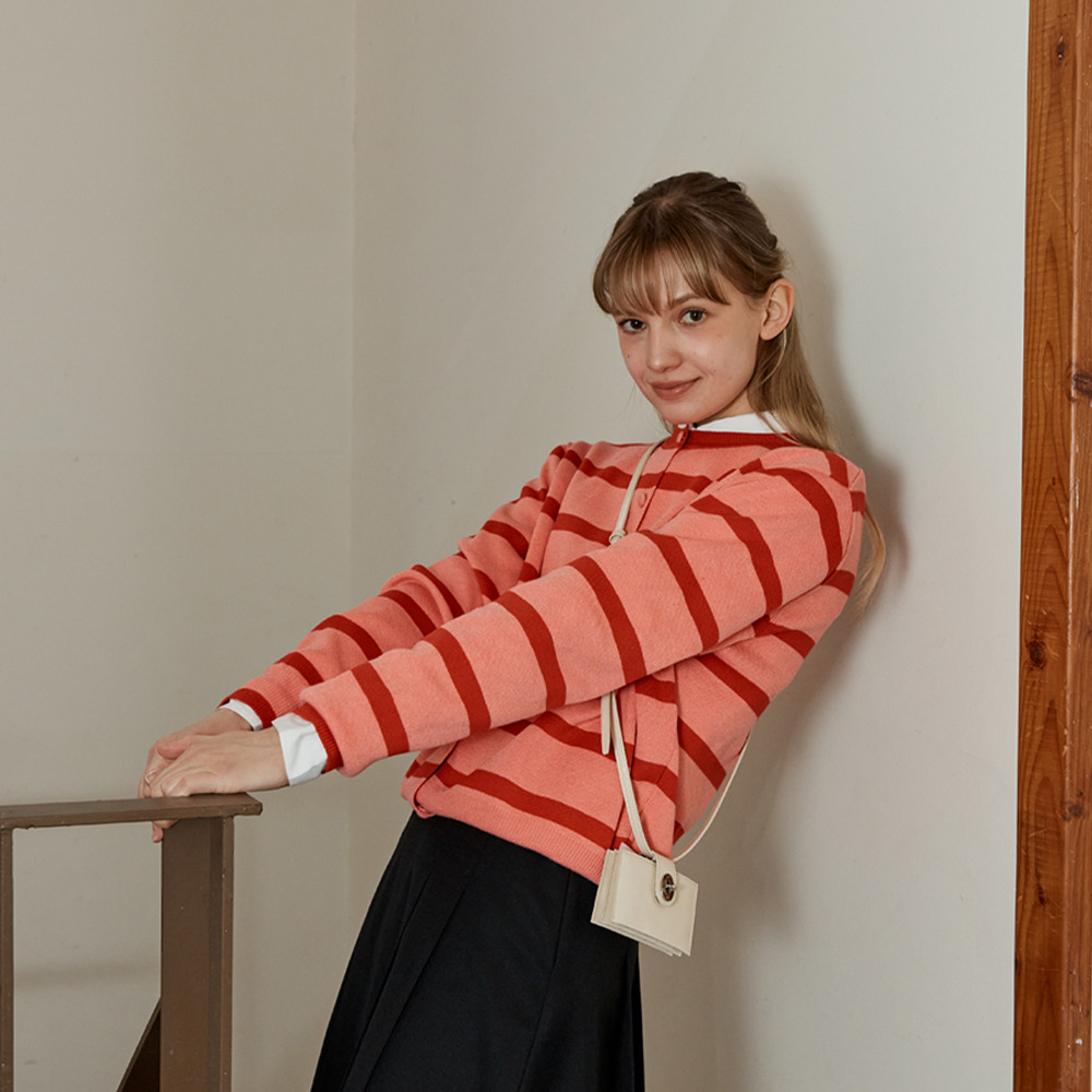ANC BASIC STRIPE CARDIGAN_PINK - HAGO(하고)