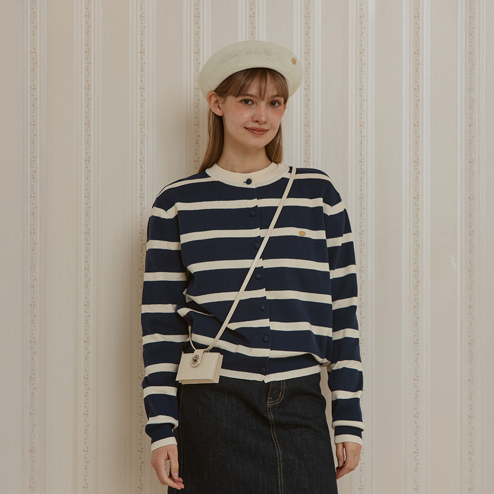ANC BASIC STRIPE CARDIGAN_NAVY - 하고(HAGO)