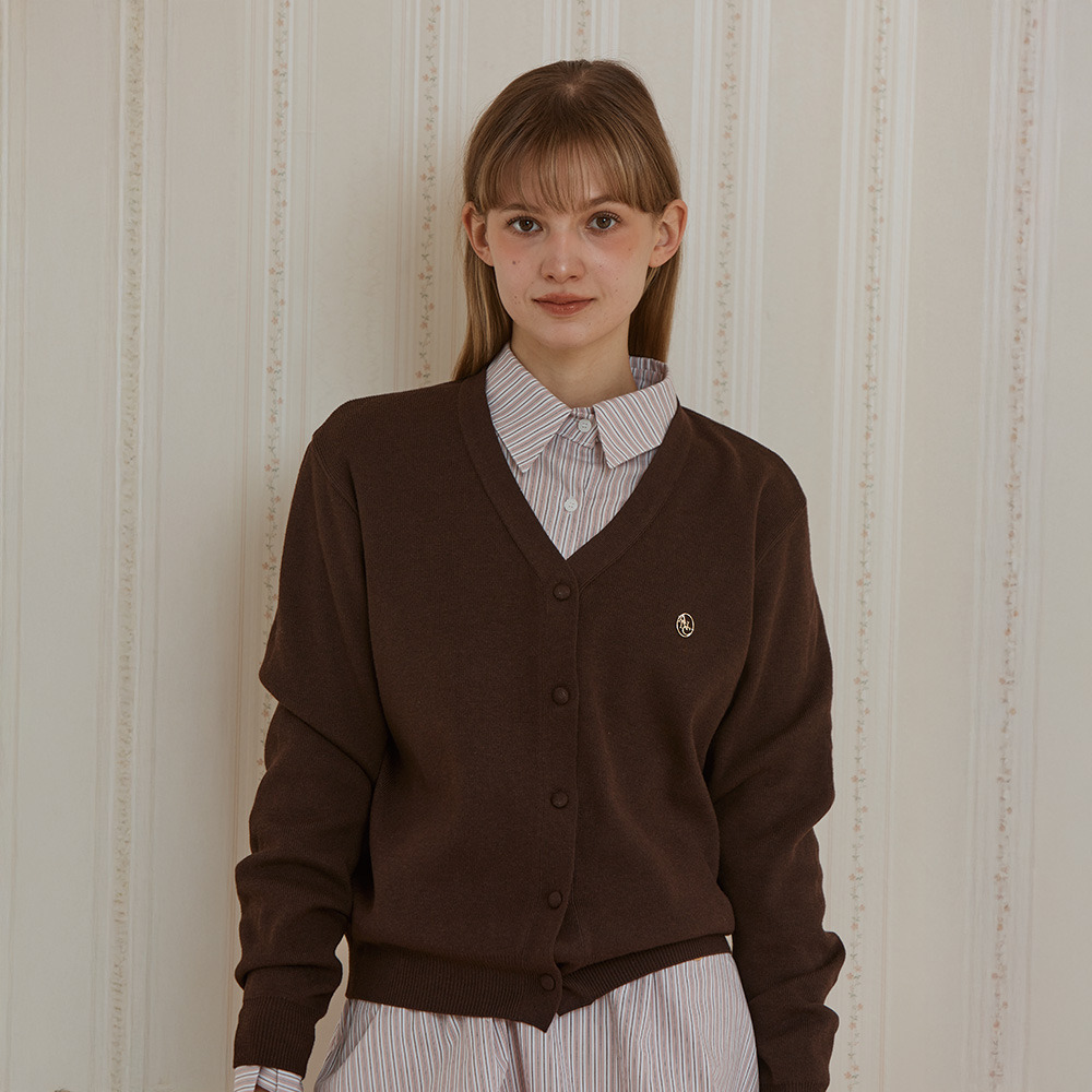 ANC BASIC V-NECK CARDIGAN_BROWN - 하고(HAGO)