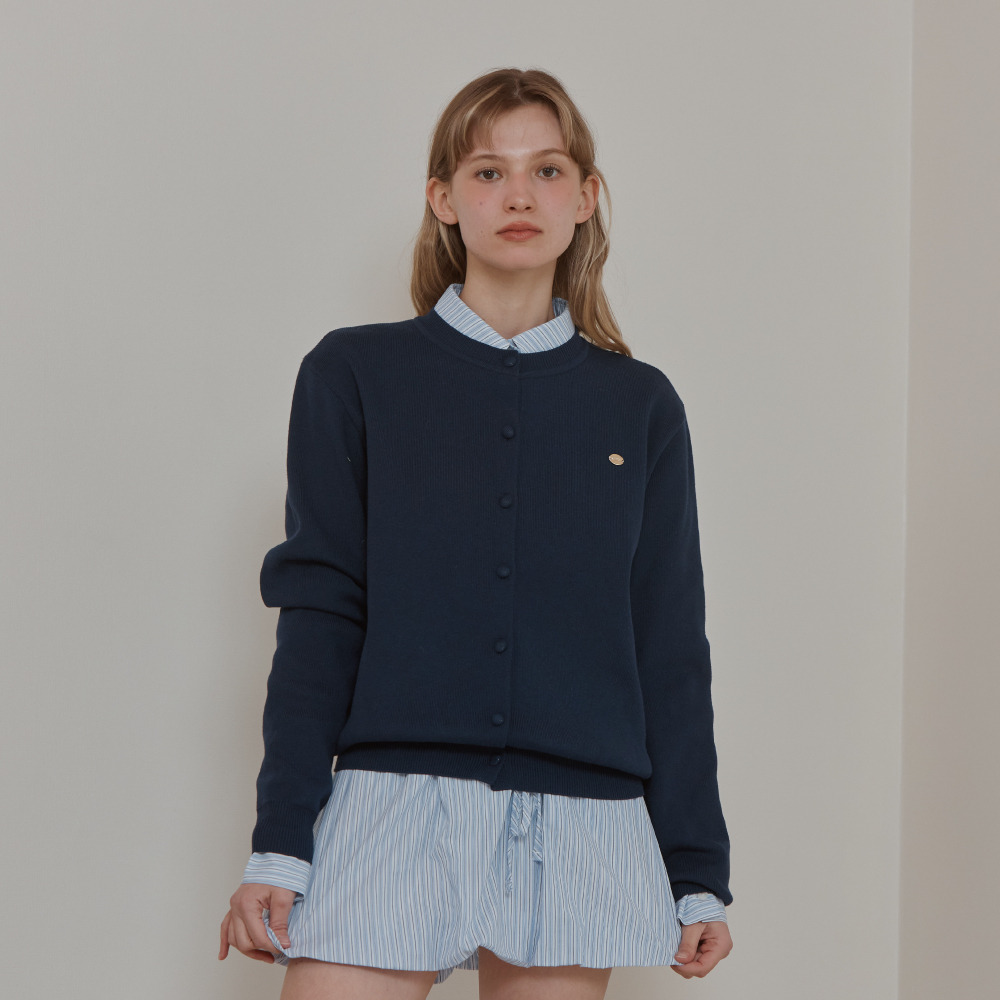 ANC BASIC ROUND CARDIGAN_NAVY - HAGO(하고)