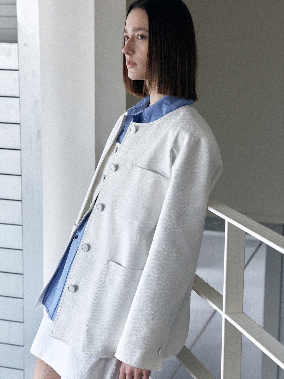 [SET] Single Round Neck Jacket & Three Button Vest - 하고(HAGO)