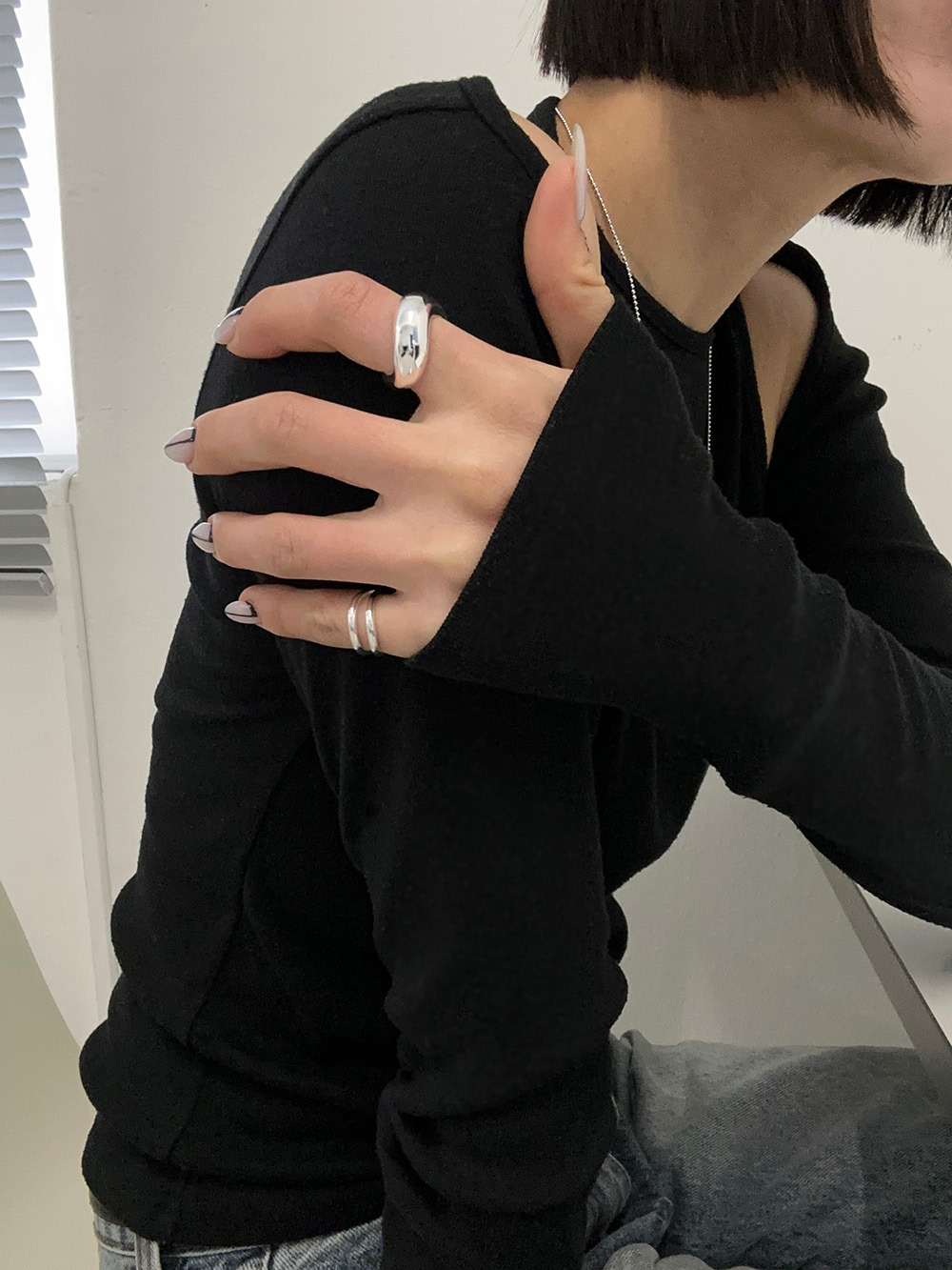 [925silver] Frame thin layer ring (애끼반지) - HAGO(하고)