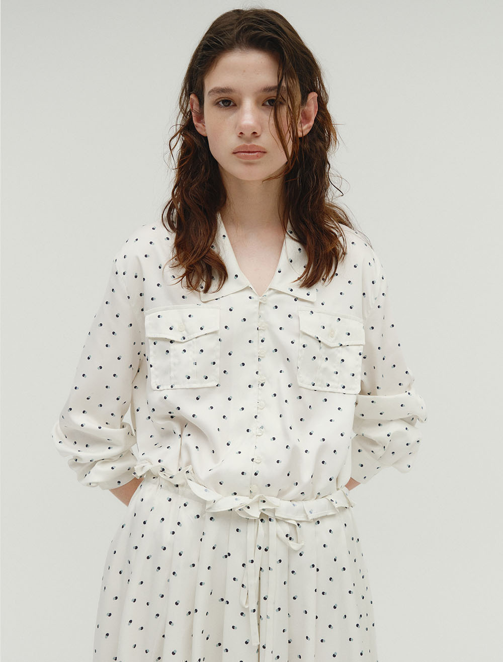 [단독~3.17]POCKET BUTTON DOT SHIRTS [IVORY] - 하고(HAGO)