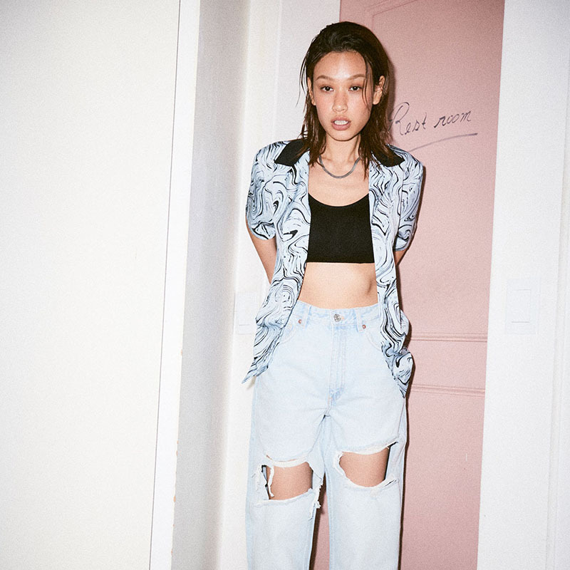 [30%쿠폰]Wave oil shirt / Sky - HAGO(하고)