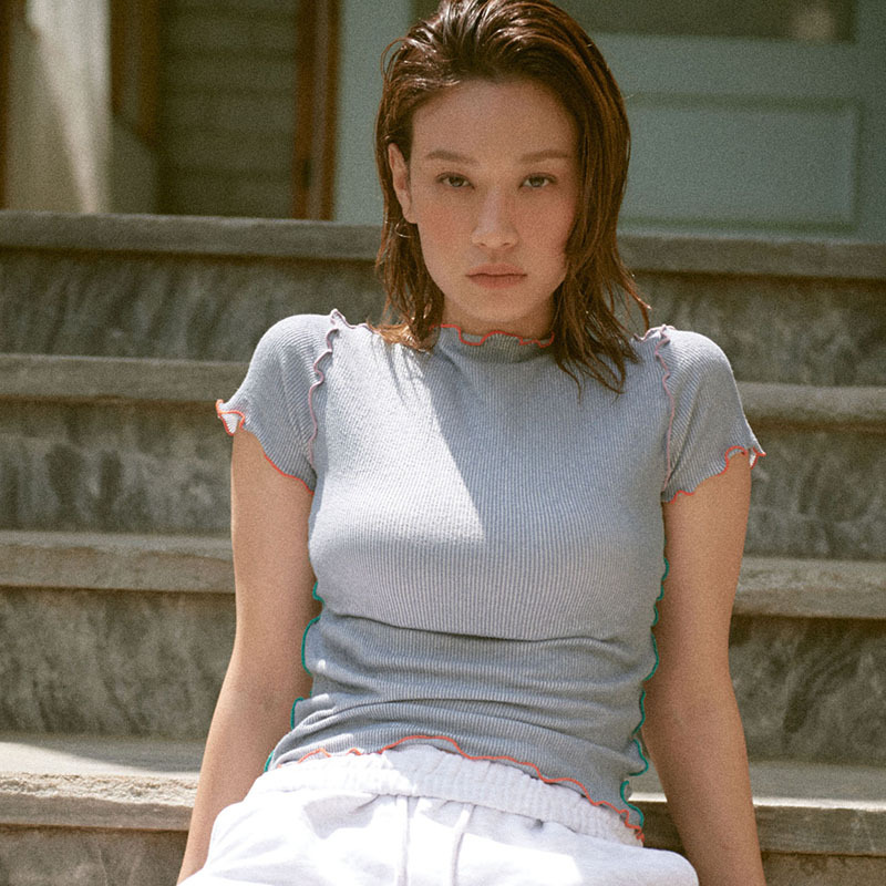 Color line summer top / Sky - 하고(HAGO)