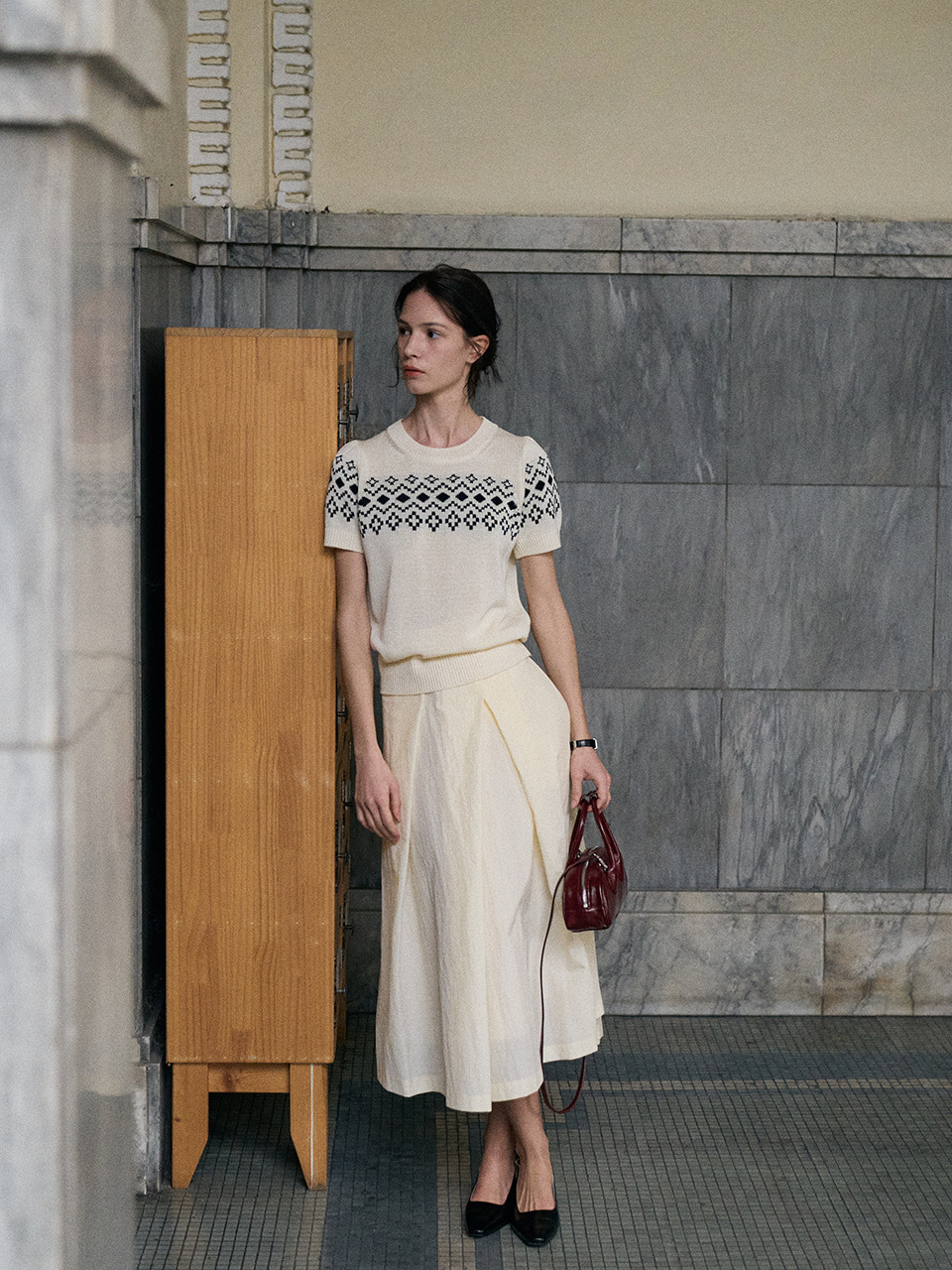 Barry Two-Tuck Skirt, Butter - HAGO(하고)