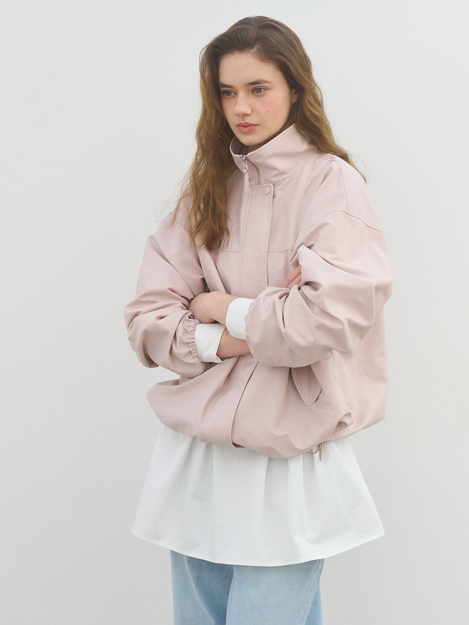 (2COLOR)VOLUME SHIRRING WINDBREAKER - 하고(HAGO)