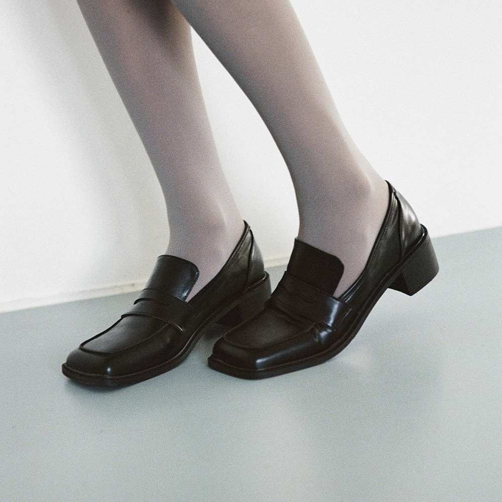 me806 square classic penny loafer heel pumps 클래식 스퀘어 페니로퍼 펌프스 - 하고(HAGO)