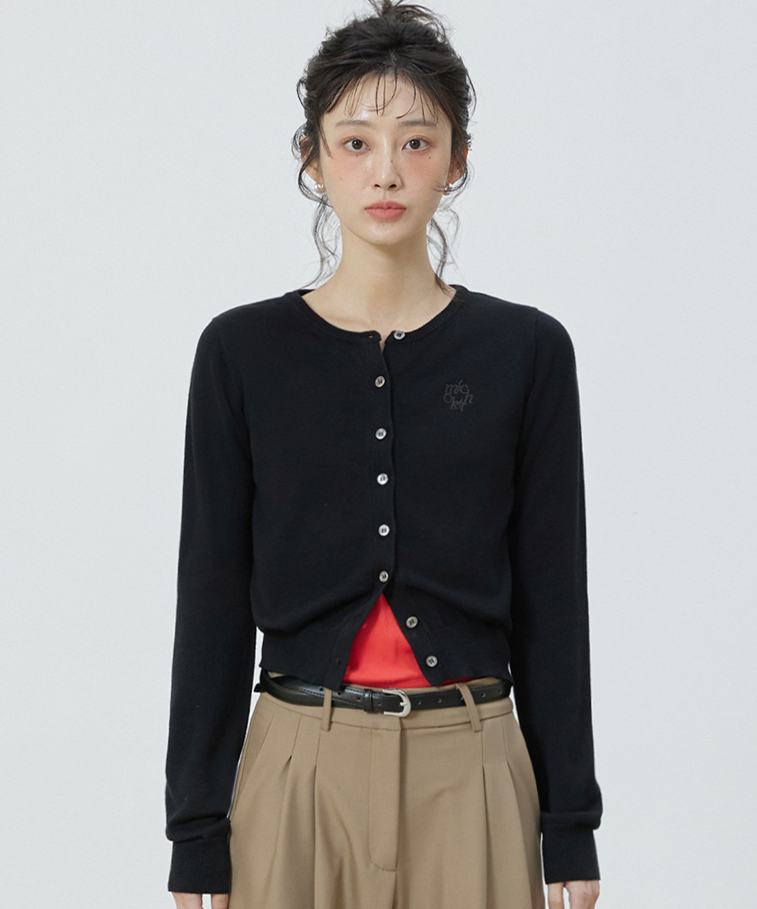 BASIC ROUND KNIT CARDIGAN BLACK - HAGO(하고)