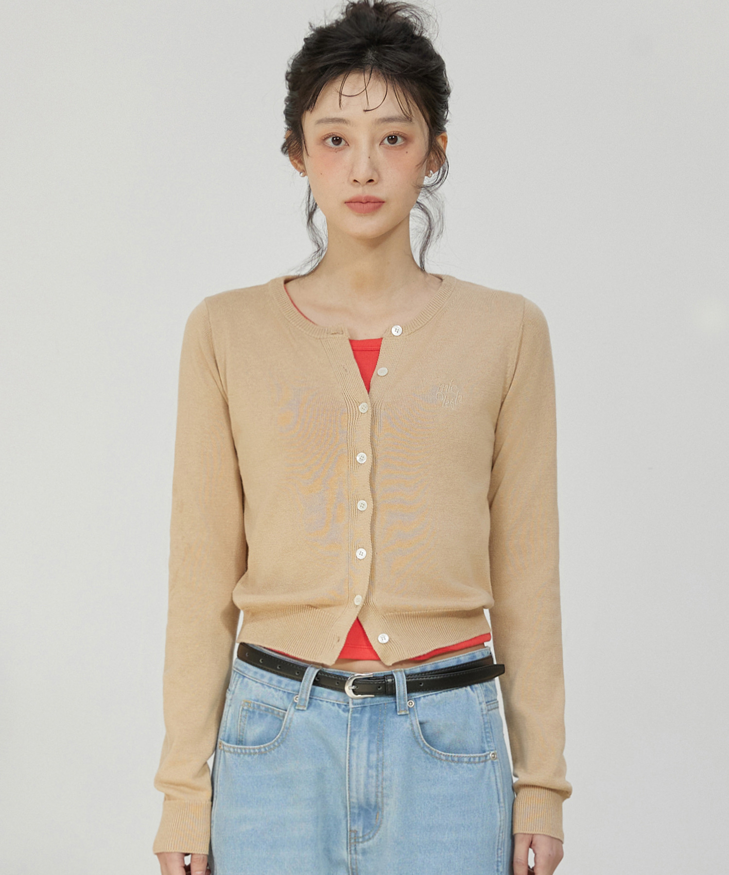 BASIC ROUND KNIT CARDIGAN BEIGE - HAGO(하고)