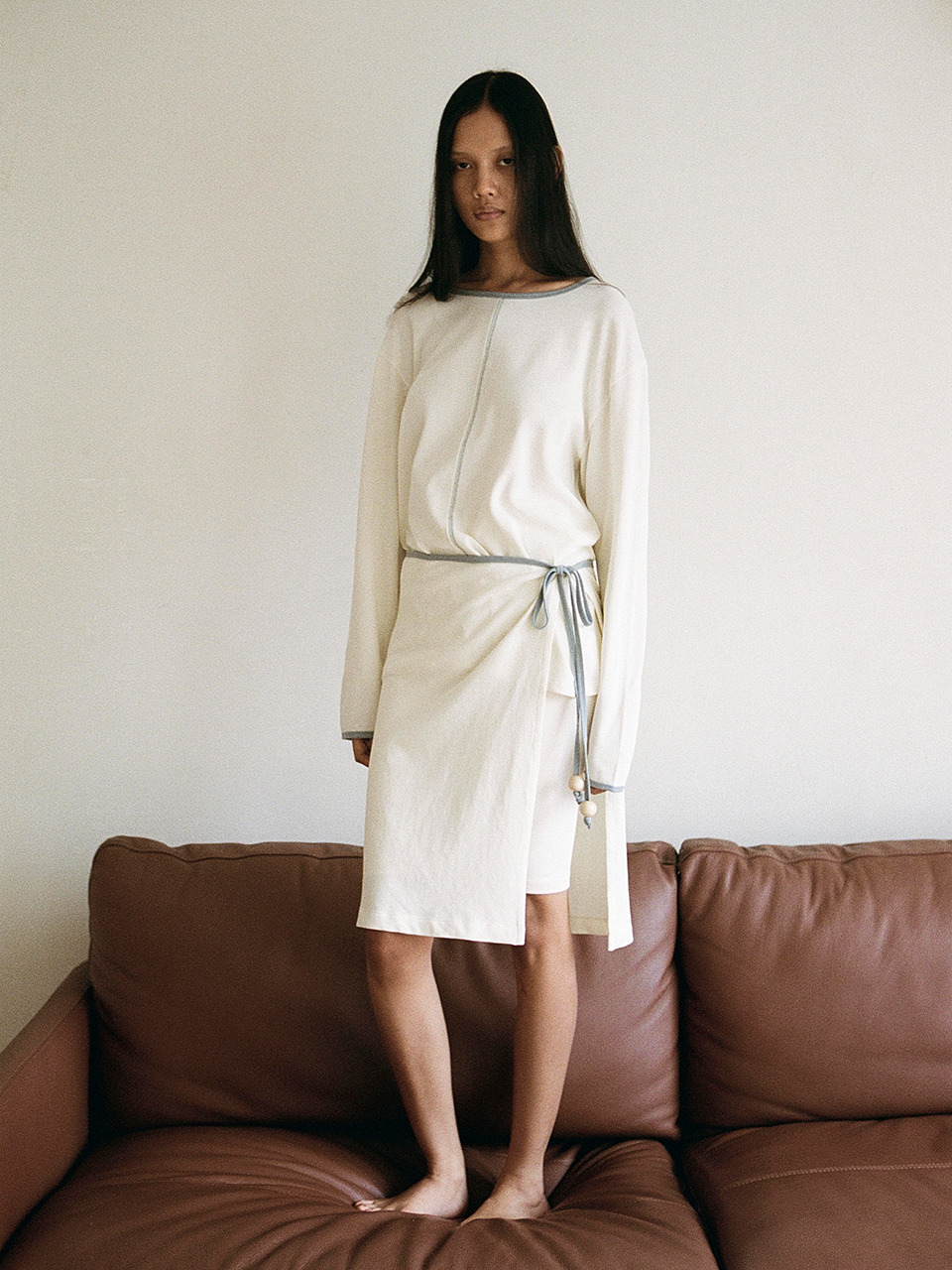 Binding Wrap String Skirt - blue - 하고(HAGO)