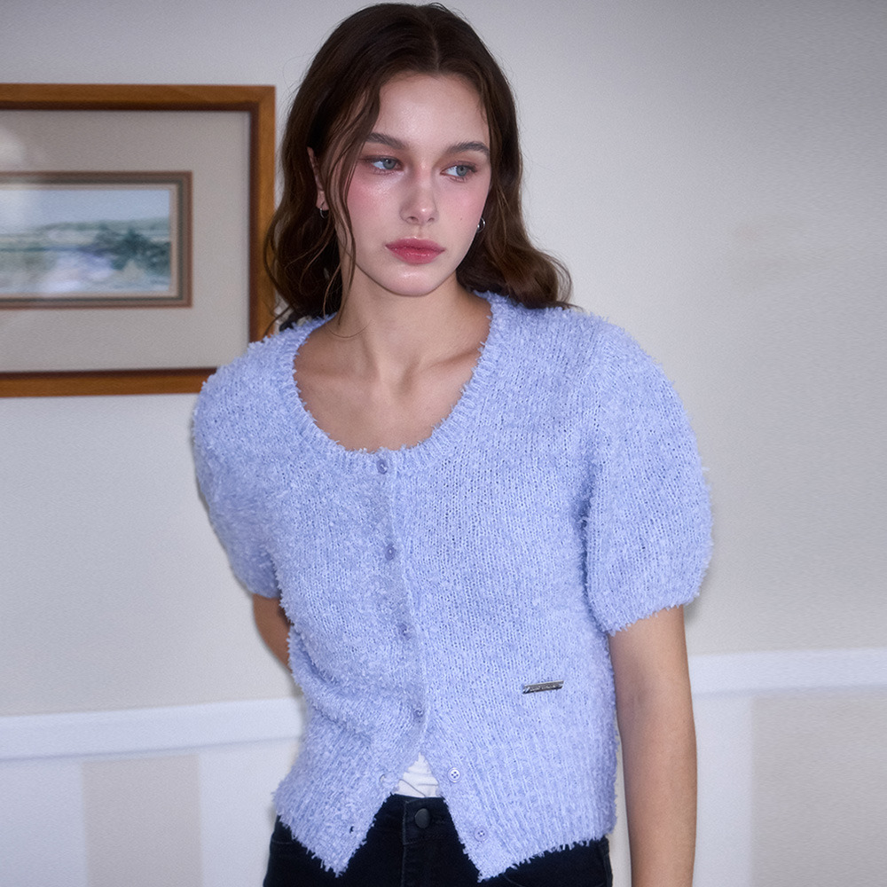 Puff Hairy Half Cardigan [Sky Blue] - HAGO(하고)