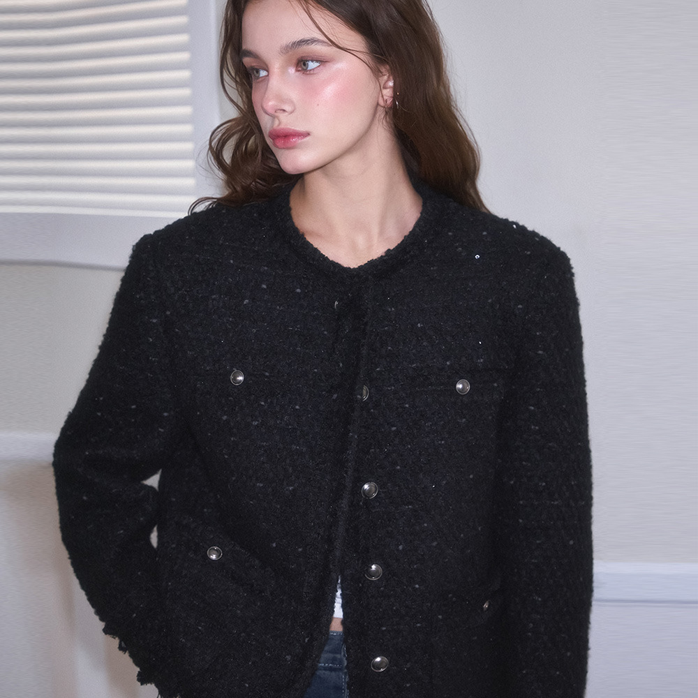 Glory Wool Tweed Jacket [Black] - 하고(HAGO)