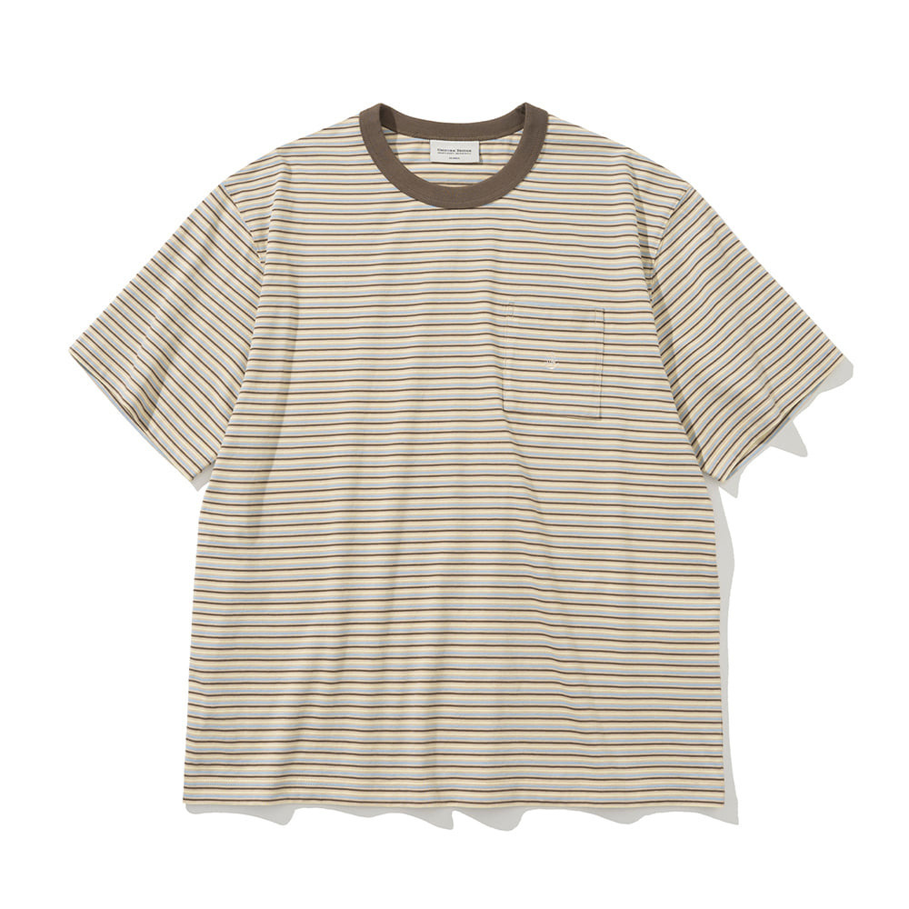 ubc stripe pocket s/s tee beige - HAGO(하고)