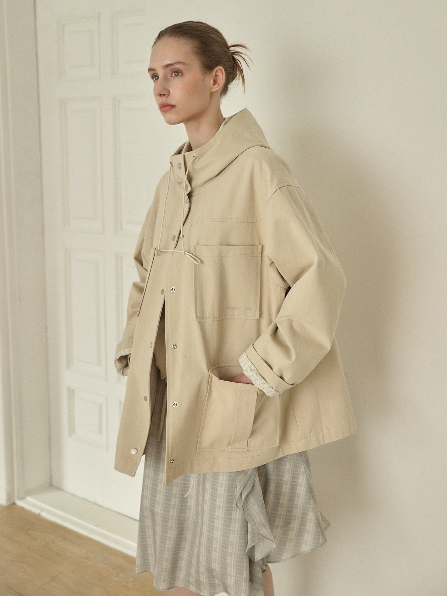 COTTON HOOD JACKET [ BEIGE ] - 하고(HAGO)