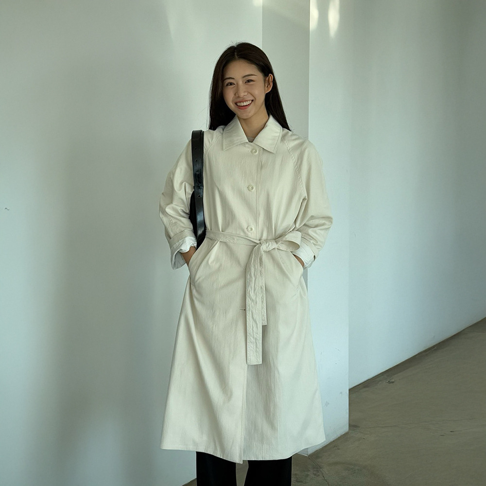 SAGE BASIC TRENCH LONG COAT-IVORY - HAGO(하고)